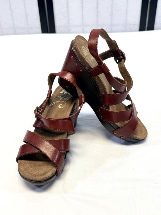 Dansko | Shoes | Dansko Frida Brown Leather Wedge Strappy Slingback ...